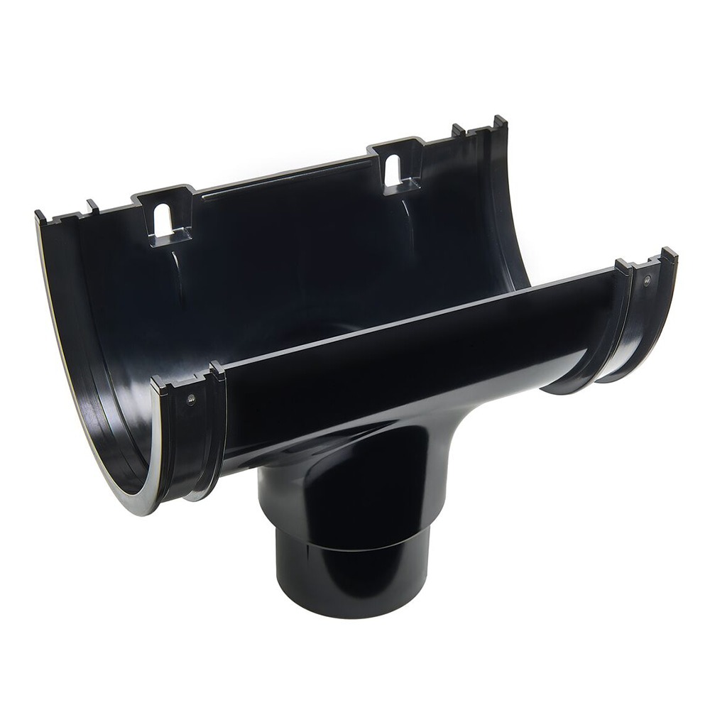 Black 114mm Deep Gutter to 68mm Round Downpipe Running Outlet (Kayflow ...
