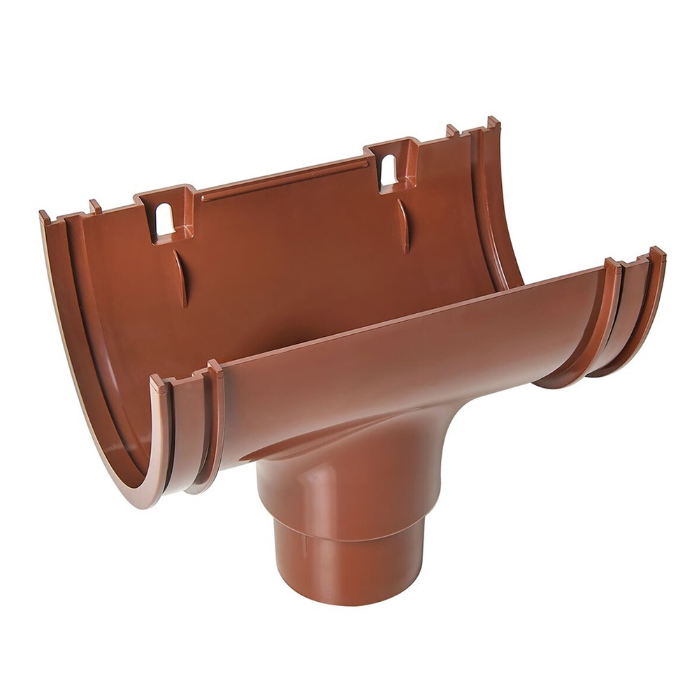 Brown 114mm Deep Gutter to 68mm Round Downpipe Running Outlet (Kayflow ...