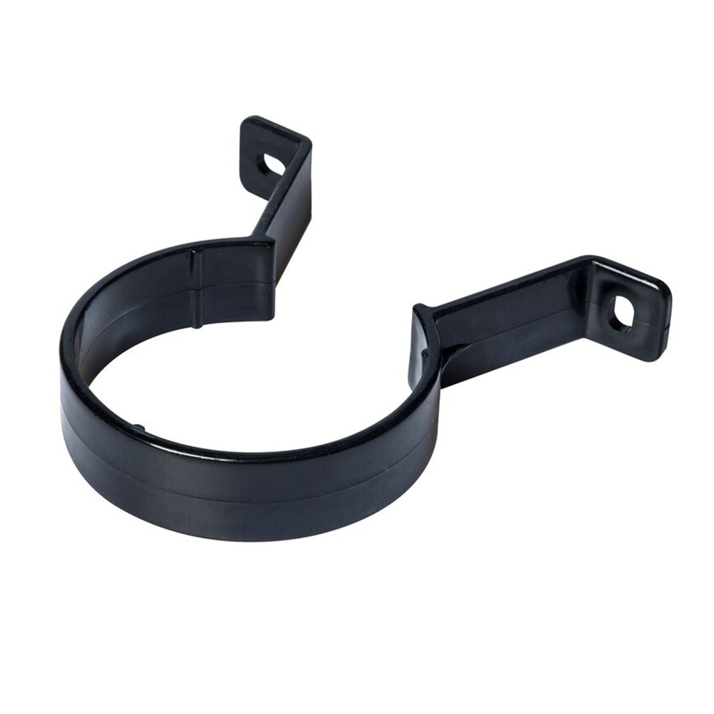 Black 68mm Round Downpipe Clip (Kayflow) | Plastic Building Supplies