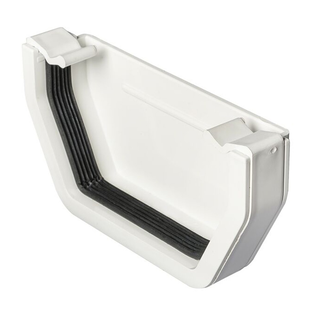 White 117mm Square External Gutter Stop End (Kayflow) | Plastic ...