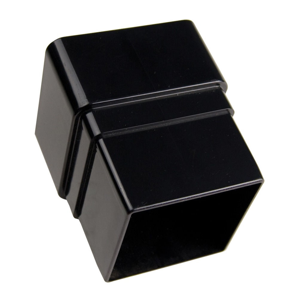 Black 65mm Square Downpipe Socket (Kayflow) | Plastic Building Supplies