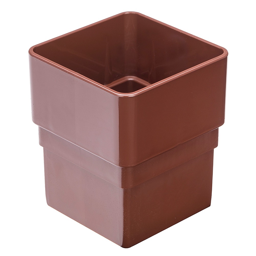 Brown 65mm Square Downpipe Socket (Kayflow) | Plastic Building Supplies
