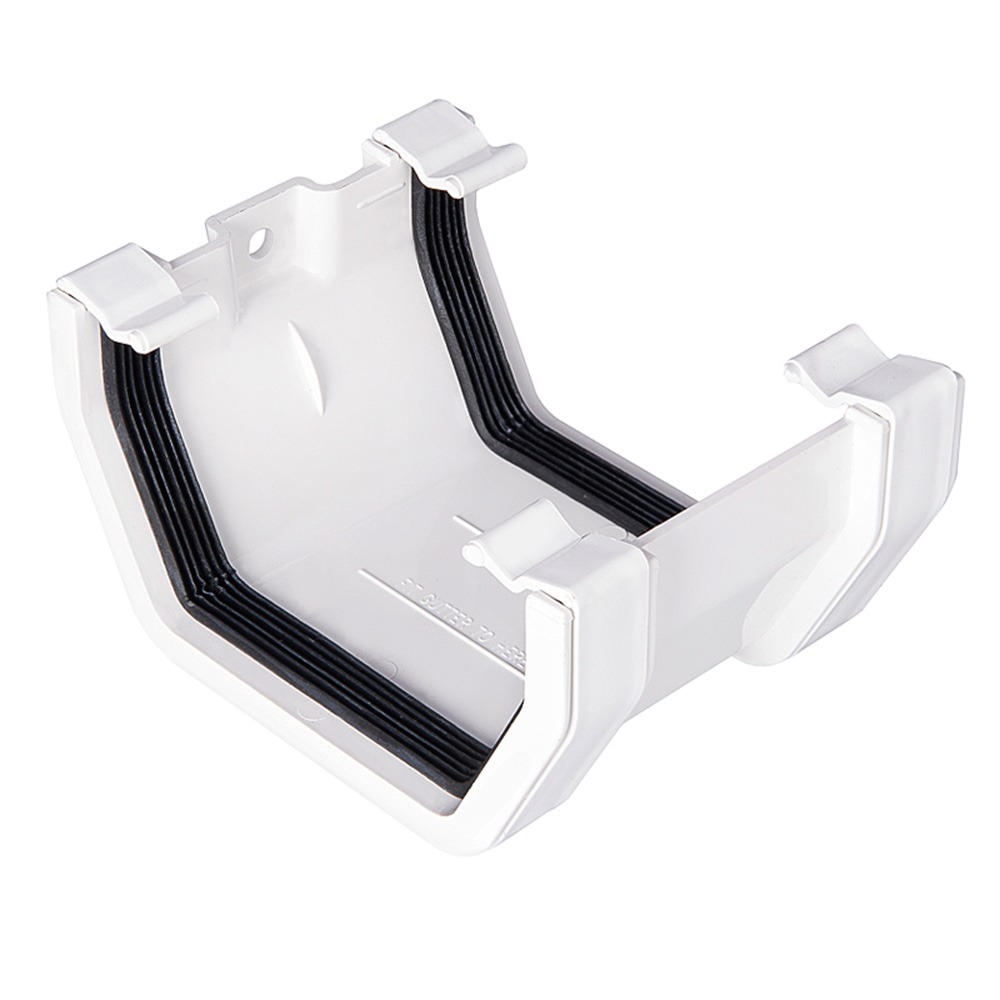 White 117mm Square Union Bracket (Kayflow) | Plastic Building Supplies