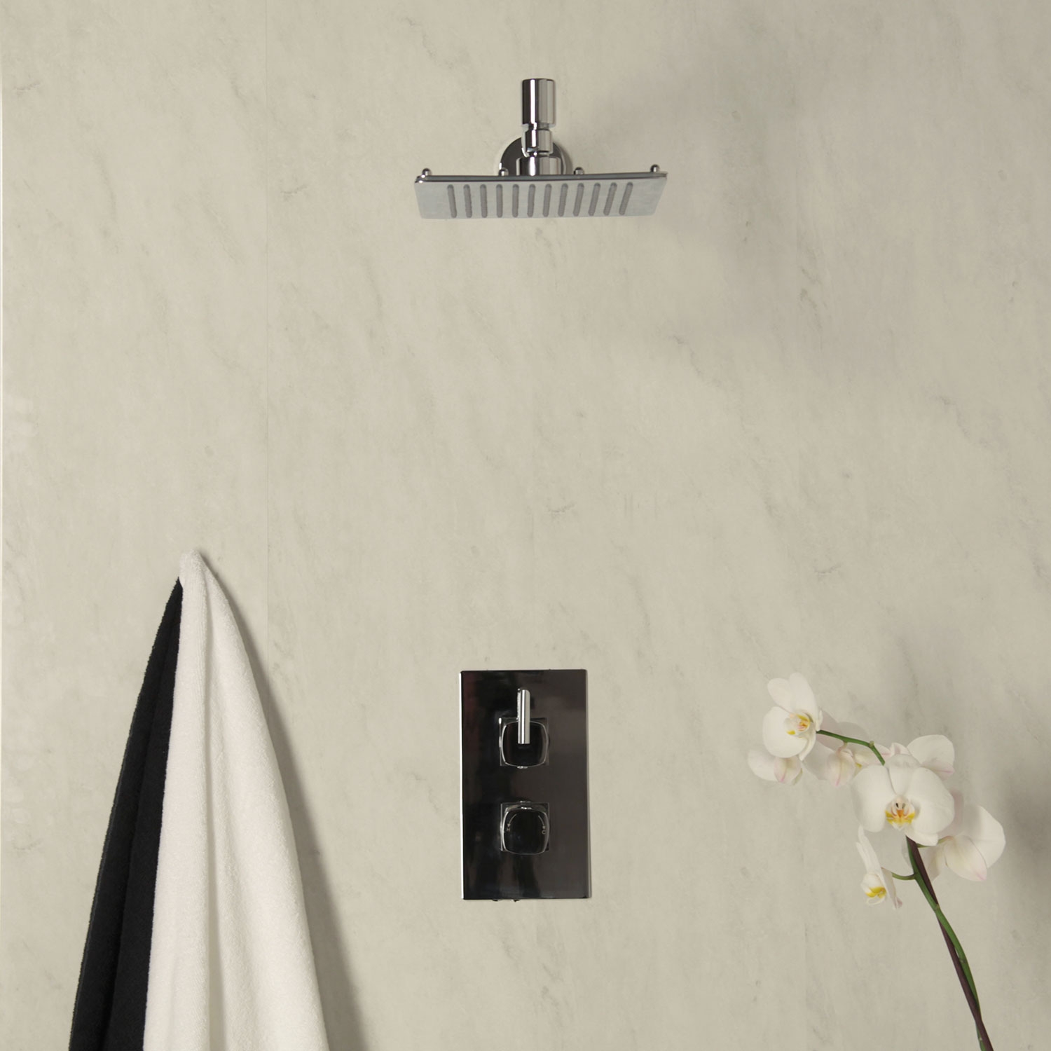 Alba Grey Marble 10mm Bathroom Panel Sample (Pack of: 1 | Zest Wall ...